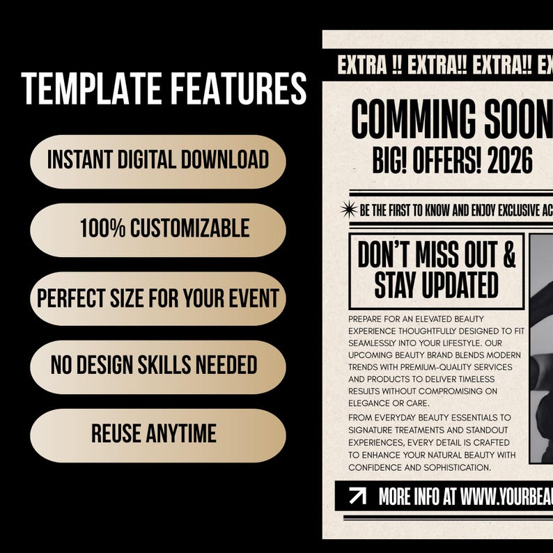 Vintage BEAUTY SALON Newspaper Template, Retro Price List Template ...