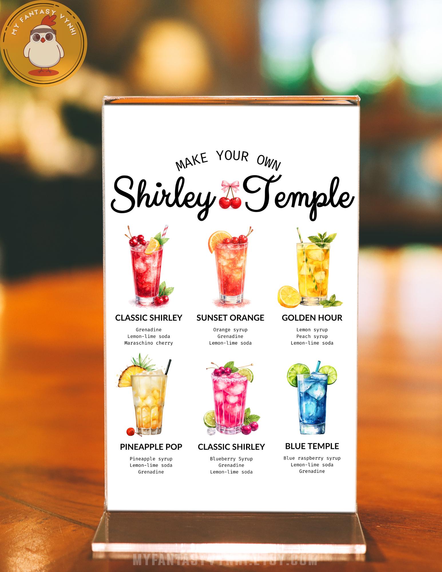 PERSONALIZED Shirley Temple Sign Template Non-alcoholic Bar Menu ...