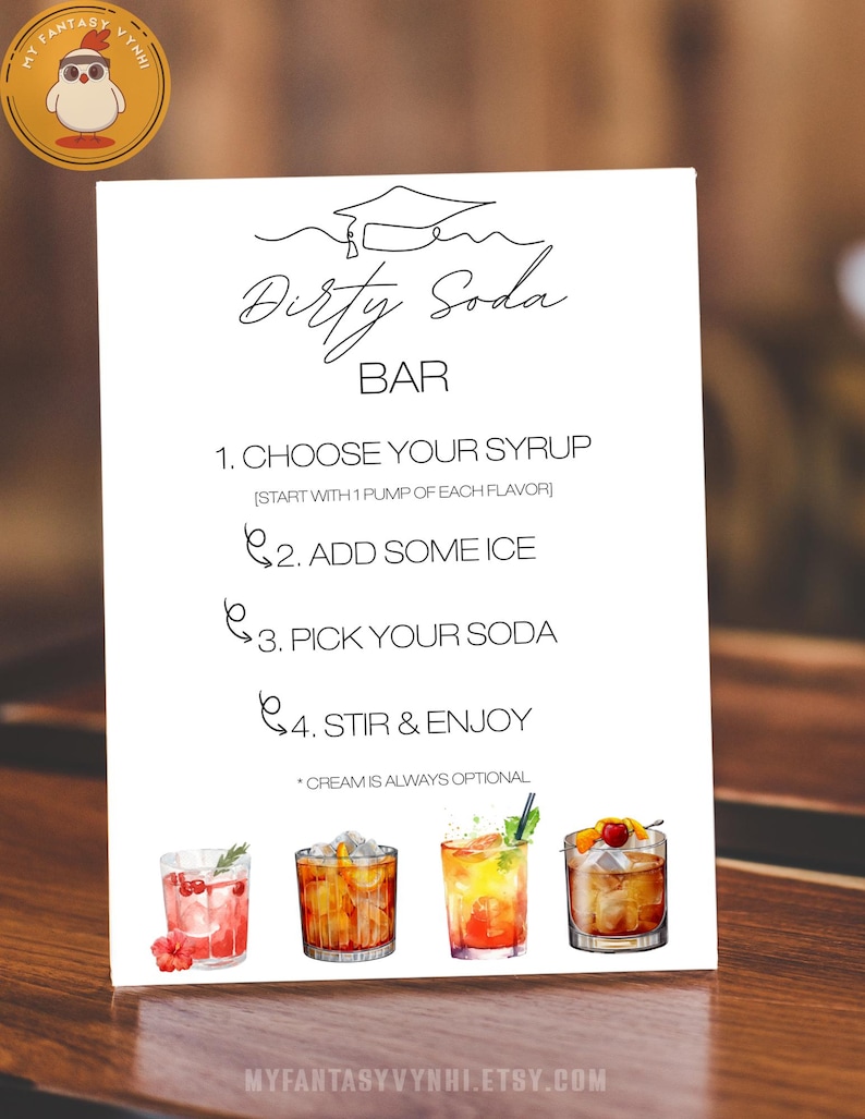 EDITABLE Graduation Party Dirty Soda Menu Canva Template PRINTABLE ...