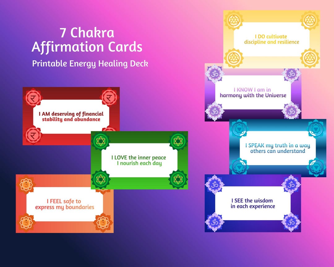 7 Chakra Affirmation Cards – Printable Energy Healing Deck | Chakra ...