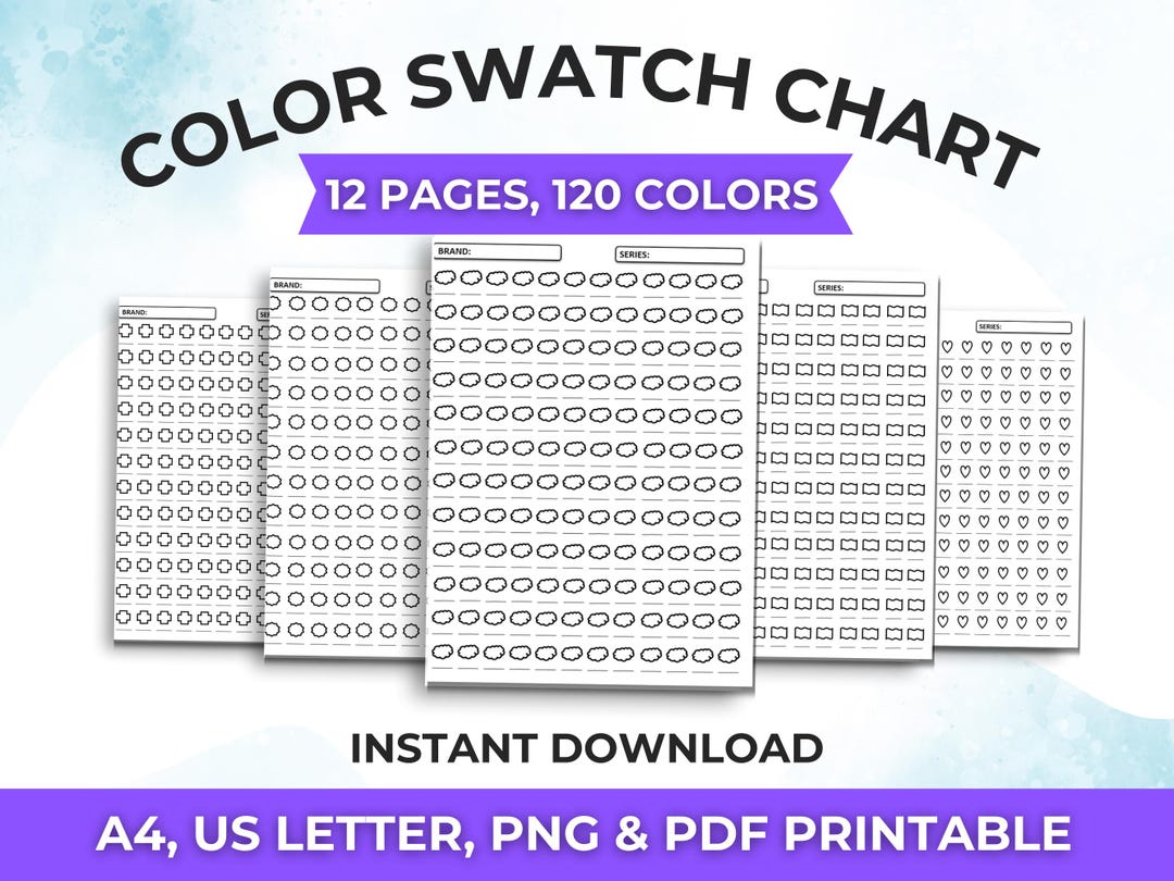 Color Swatch Chart Printable – 120 Colors, Marker & Pencil Test (PDF ...