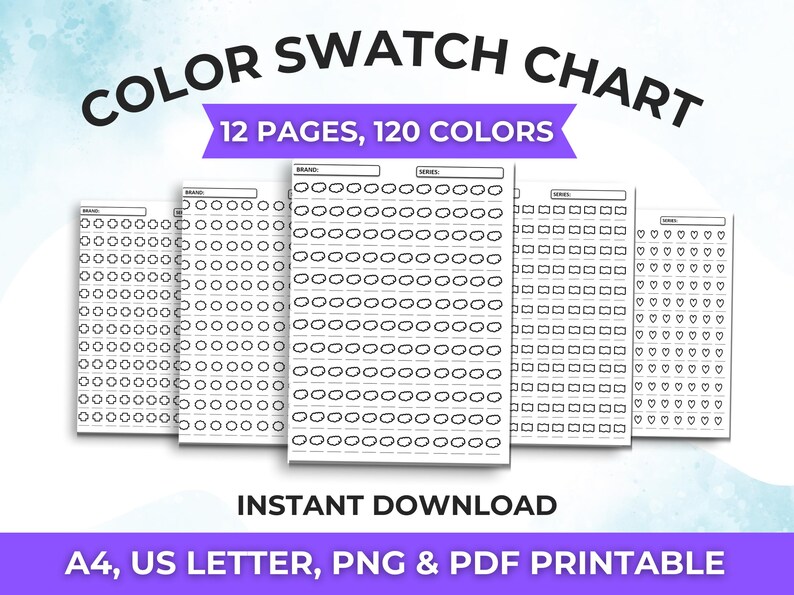 Color Swatch Chart Printable – 120 Colors, Marker & Pencil Test (PDF ...