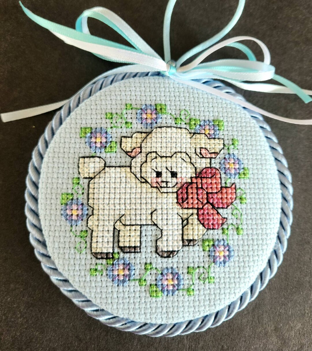 Completed Cross Stitch Ornament Easter Sheep - Etsy