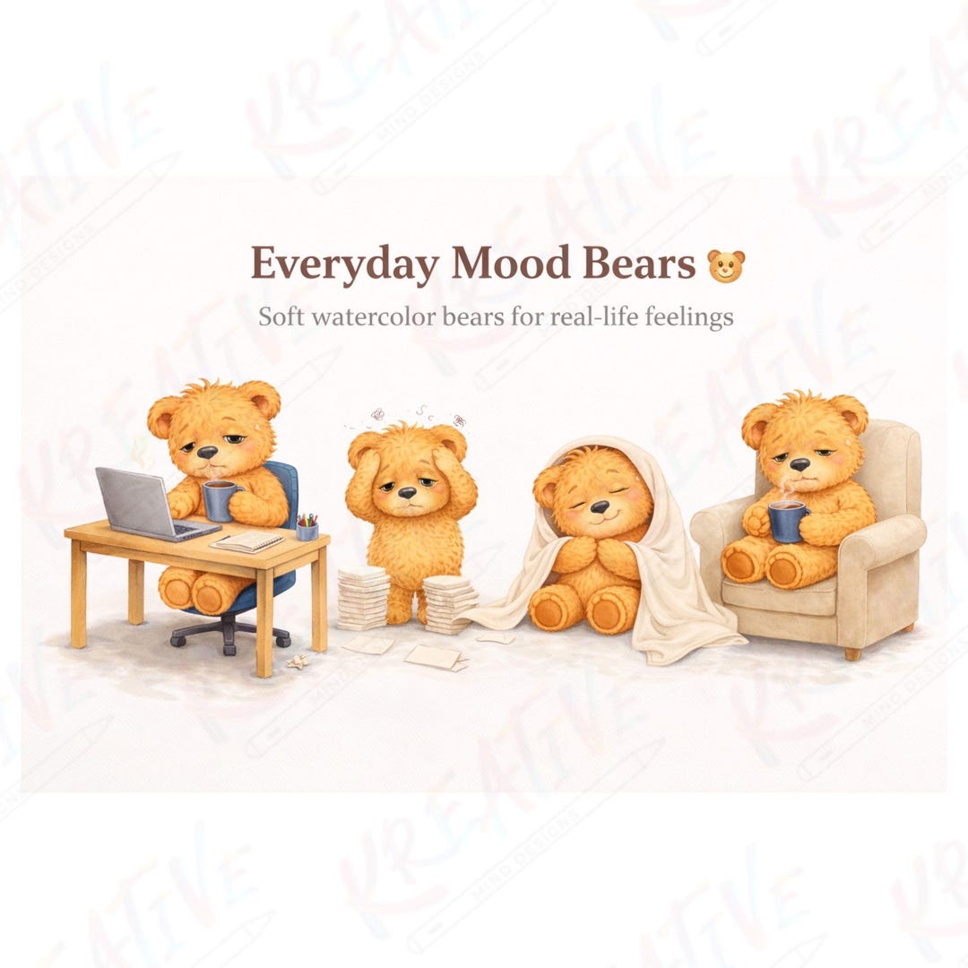 Everyday Mood Bear Collection- Pngs - Etsy