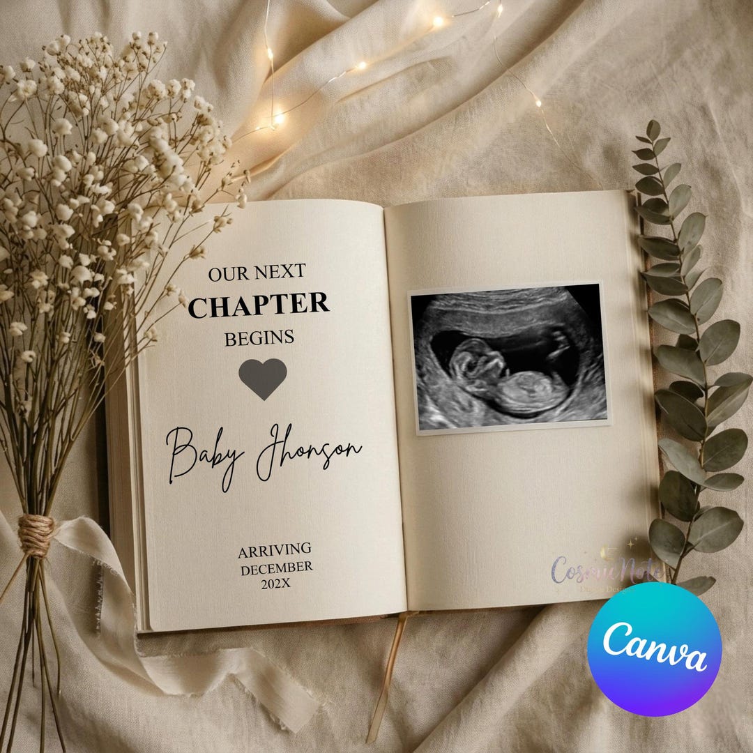 Minimalist Pregnancy Announcement Template Our New Chapter Digital ...