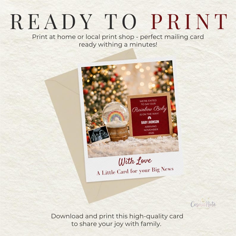 Rainbow Baby Christmas Pregnancy Announcement Digital Template Baby ...