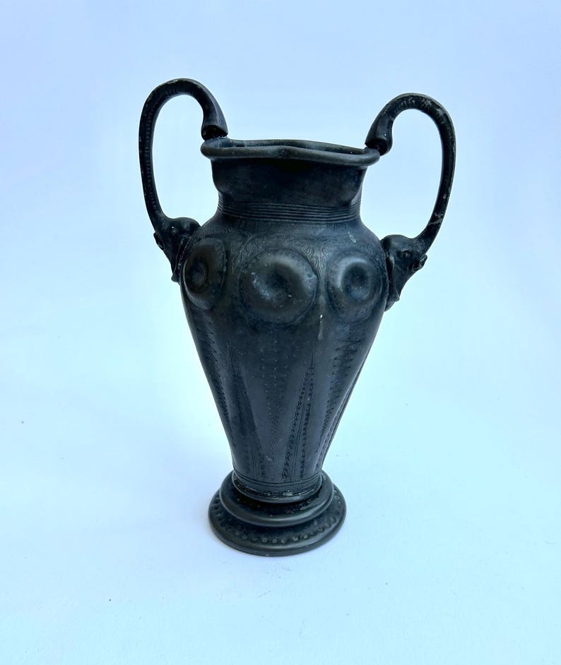 Vintage Pewter Vase, Art Nouveau Elephant Handles, Gothic Style ...