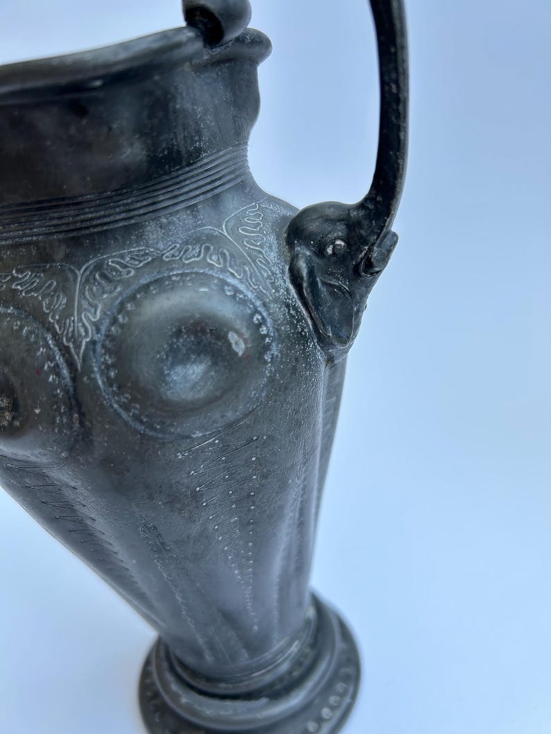 Vintage Pewter Vase, Art Nouveau Elephant Handles, Gothic Style ...