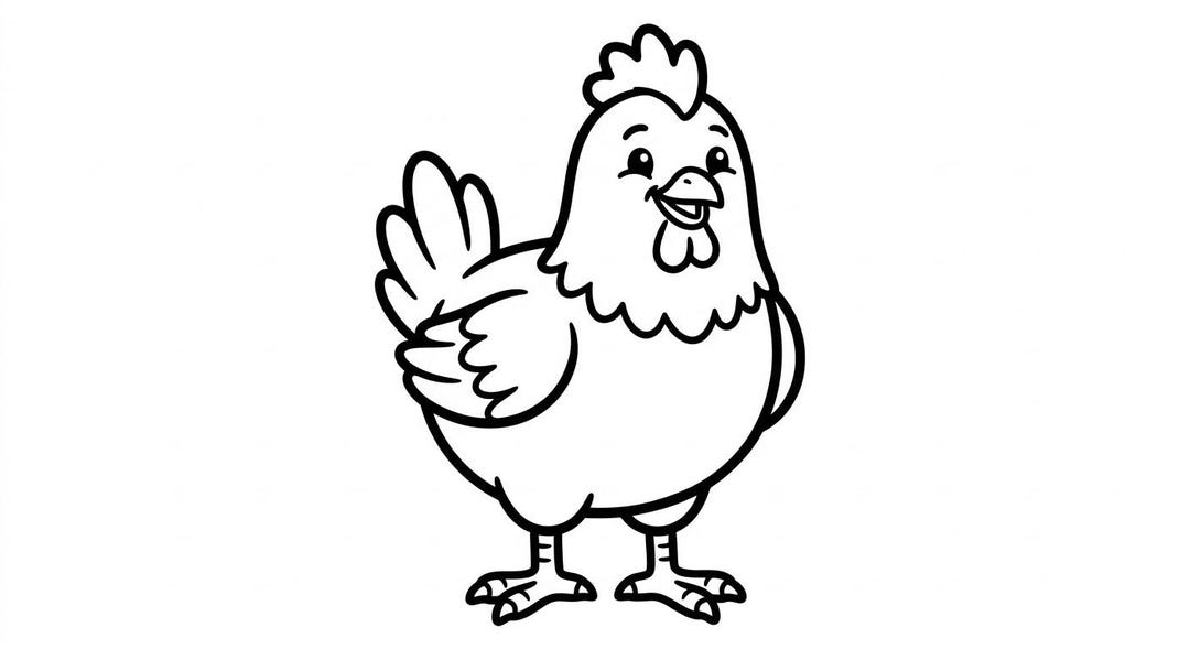 Farm Animal Coloring Pages for Kids | Chicken Coloring Book | Easy ...