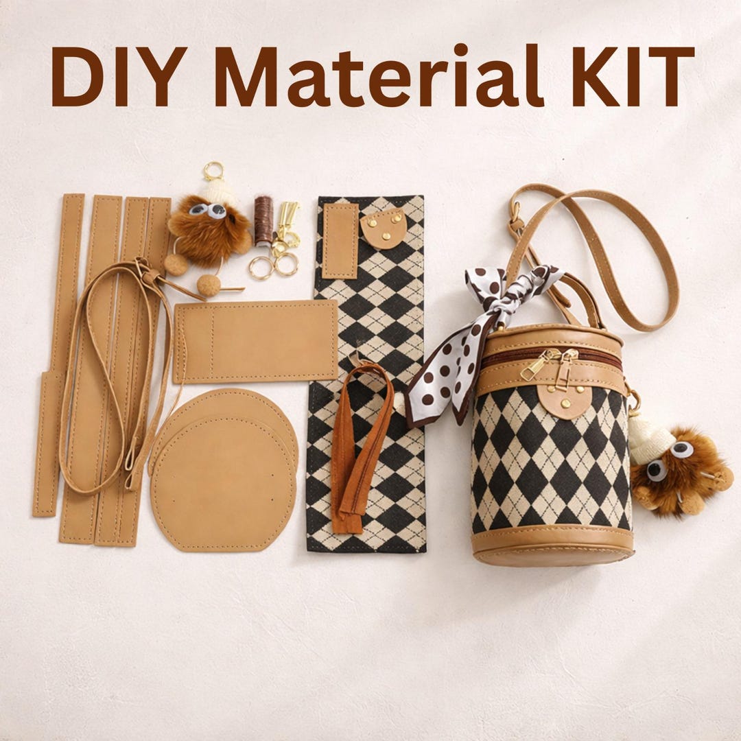 DIY PU Leather Check Box Bag Kit | Beginner Friendly Handbag Making Kit ...