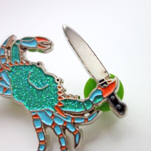 SECONDS SALE Stabby Crab Enamel Pin - Etsy