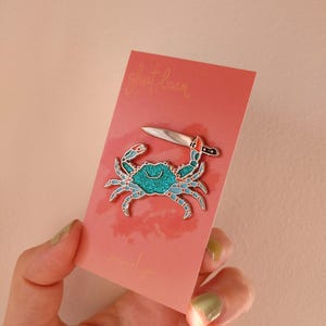 Stabby Crab Enamel Pin - Etsy