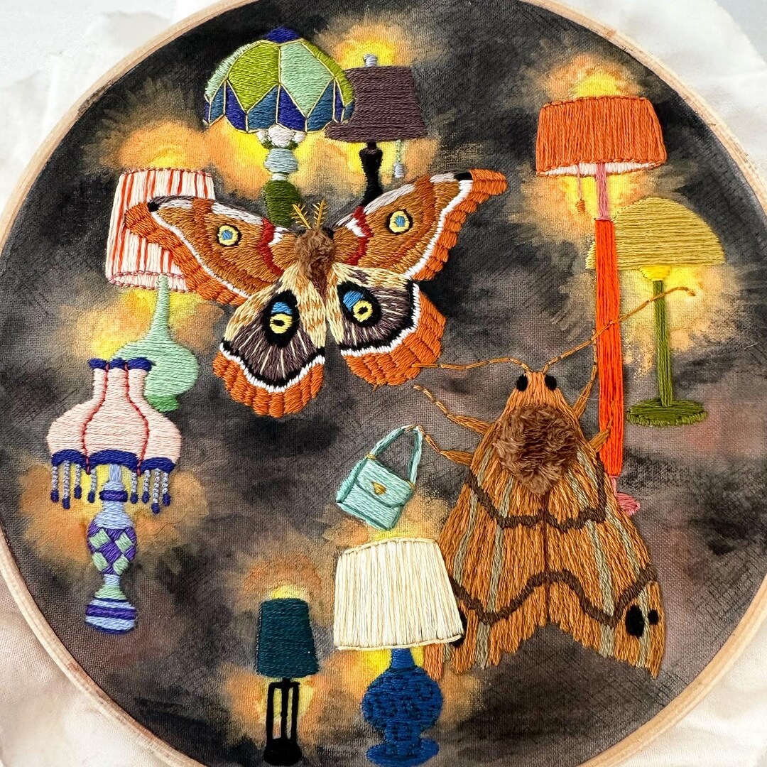 Moths Lamp Shopping Hand Embroidery - Etsy