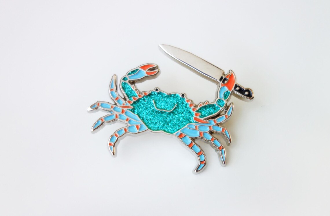Stabby Crab Enamel Pin - Etsy
