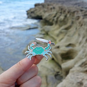 Stabby Crab Enamel Pin - Etsy