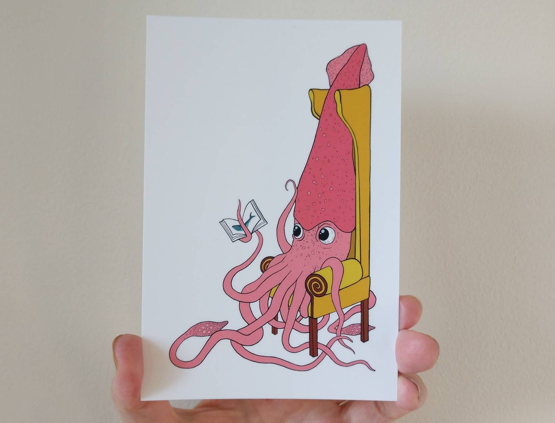Giant Squid Reading Print 4 X 6 - Etsy