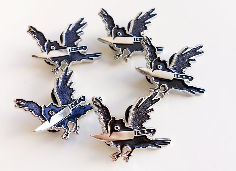 Stabby Crow Enamel Pin - Etsy