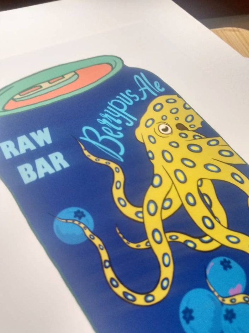 Blueberry Blue Ringed Octopus Ale Print 5 X 7 - Etsy