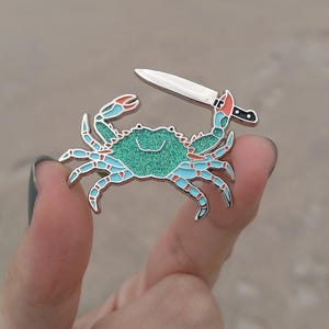 Stabby Crab Enamel Pin - Etsy