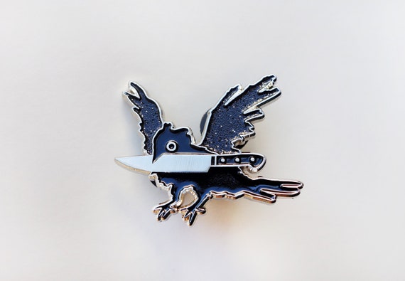 Stabby Crow Enamel Pin - Etsy