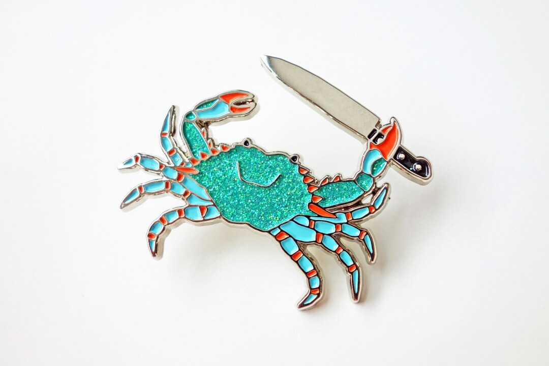SECONDS SALE Stabby Crab Enamel Pin - Etsy