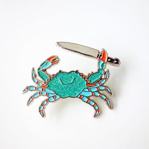 Stabby Crab Enamel Pin - Etsy
