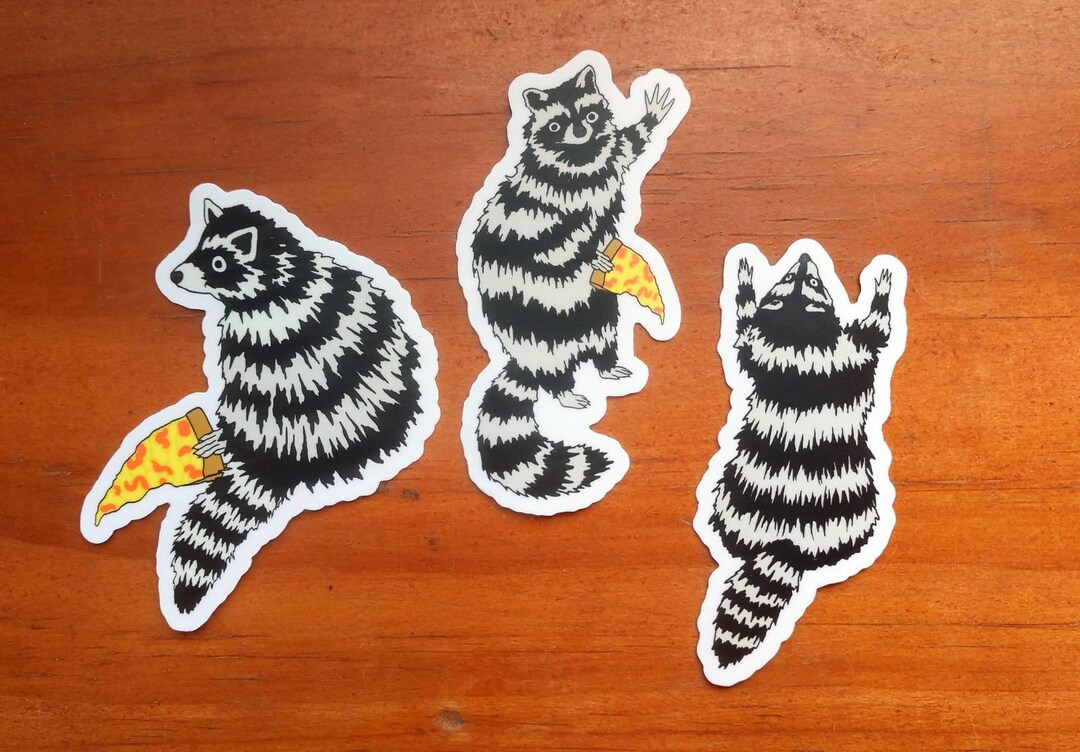 Pizza Party Raccoon Die-cut Sticker Set of 3 - Etsy