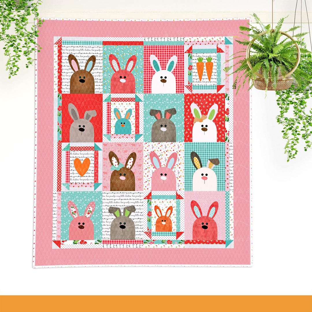The Bunny Bunch: Bunny Rabbit Applique Quilt Pattern (PDF) - Etsy