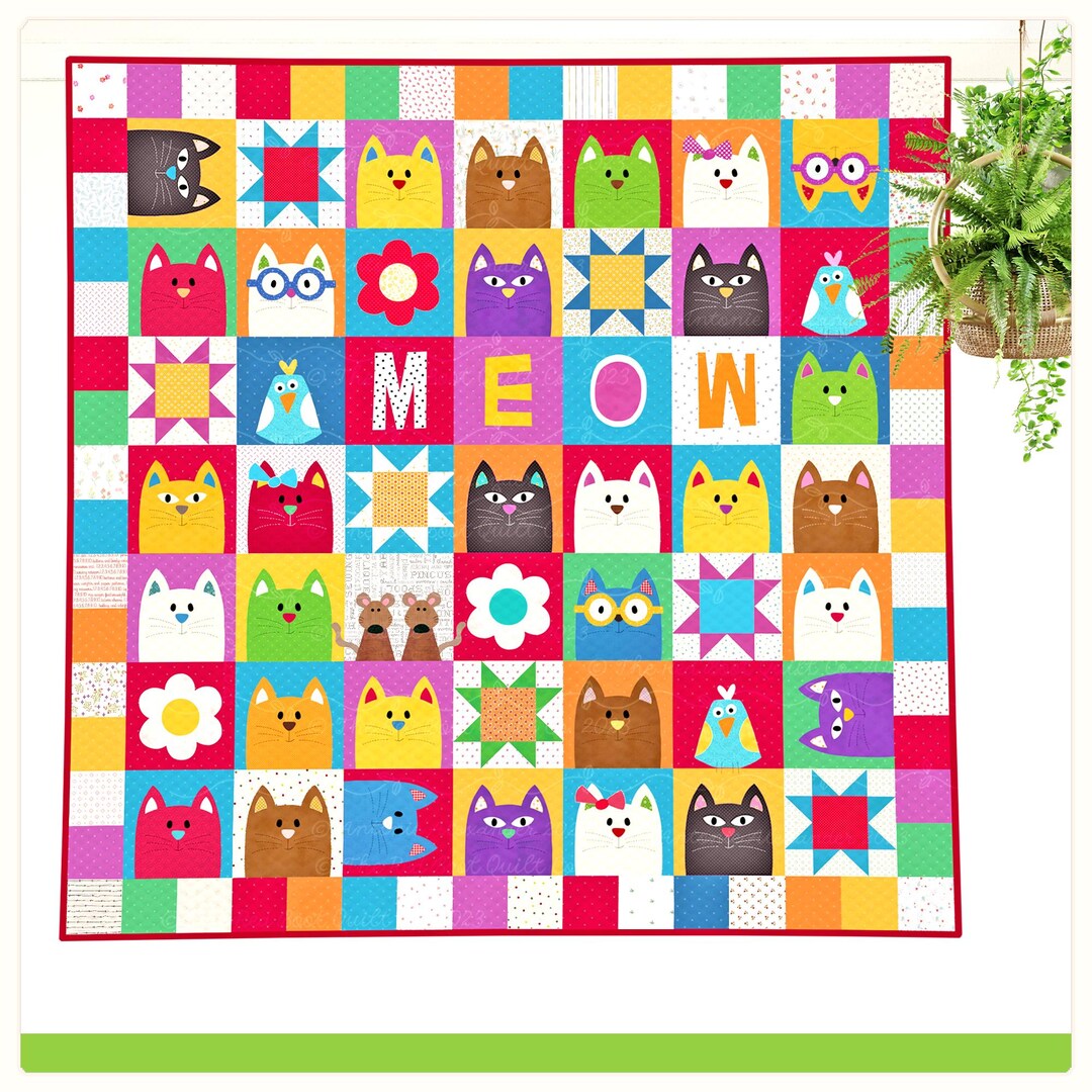 The Catnip Cats | DIGITAL PDF Quilt Pattern | Applique Quilt Patterns ...
