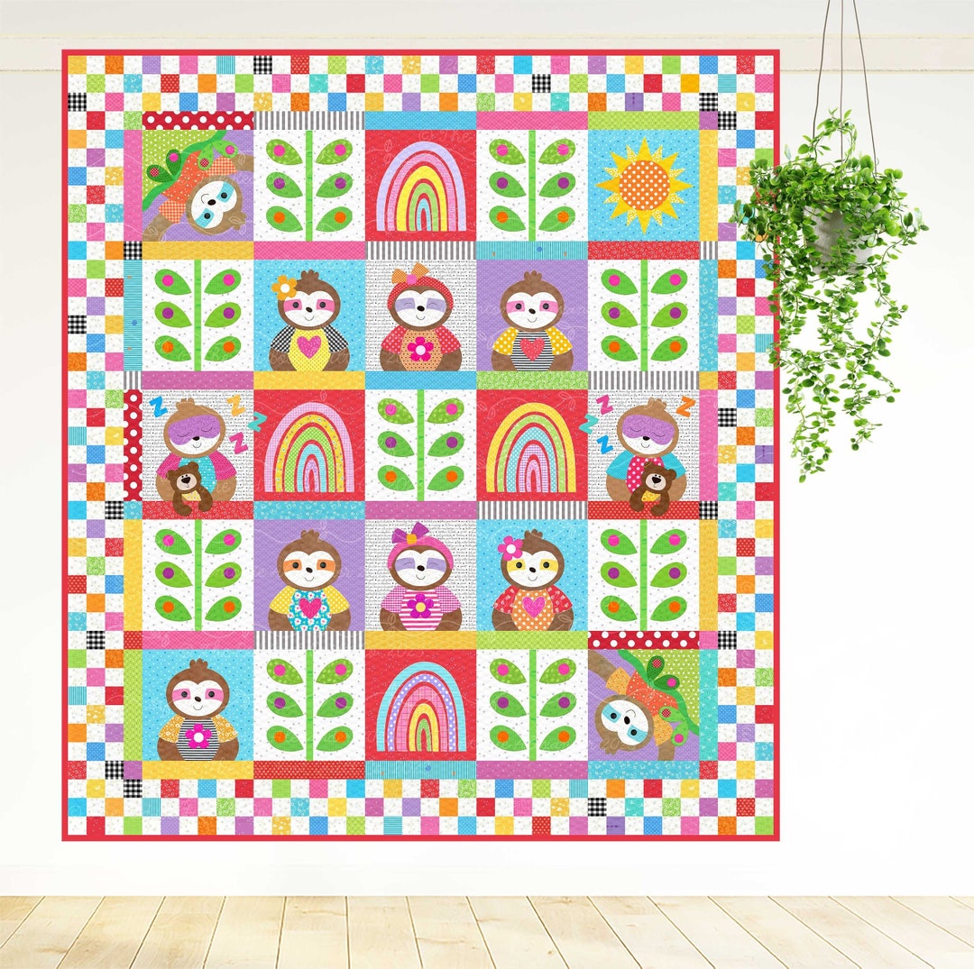 Sleepy Sloths PRINTED Quilt Pattern Applique Quilt - Etsy