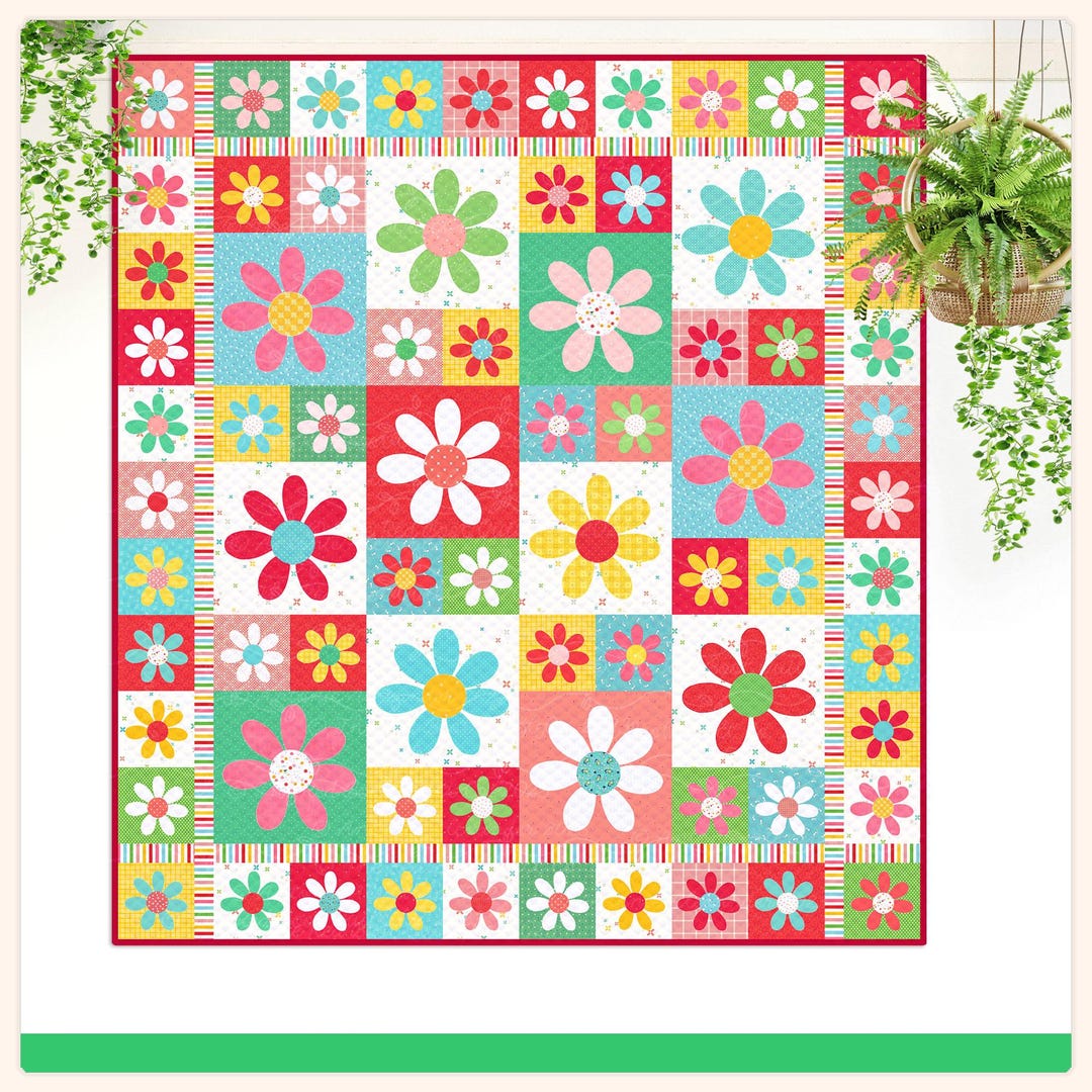 Candy Blossoms: Floral Applique Quilt Pattern (PDF) - Etsy