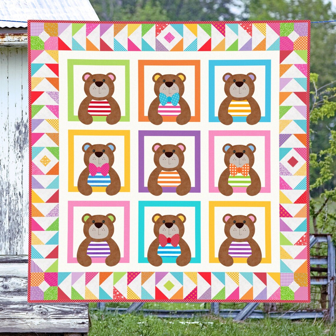Bear Hugs DIGITAL PDF Quilt Pattern Applique Quilt | Etsy