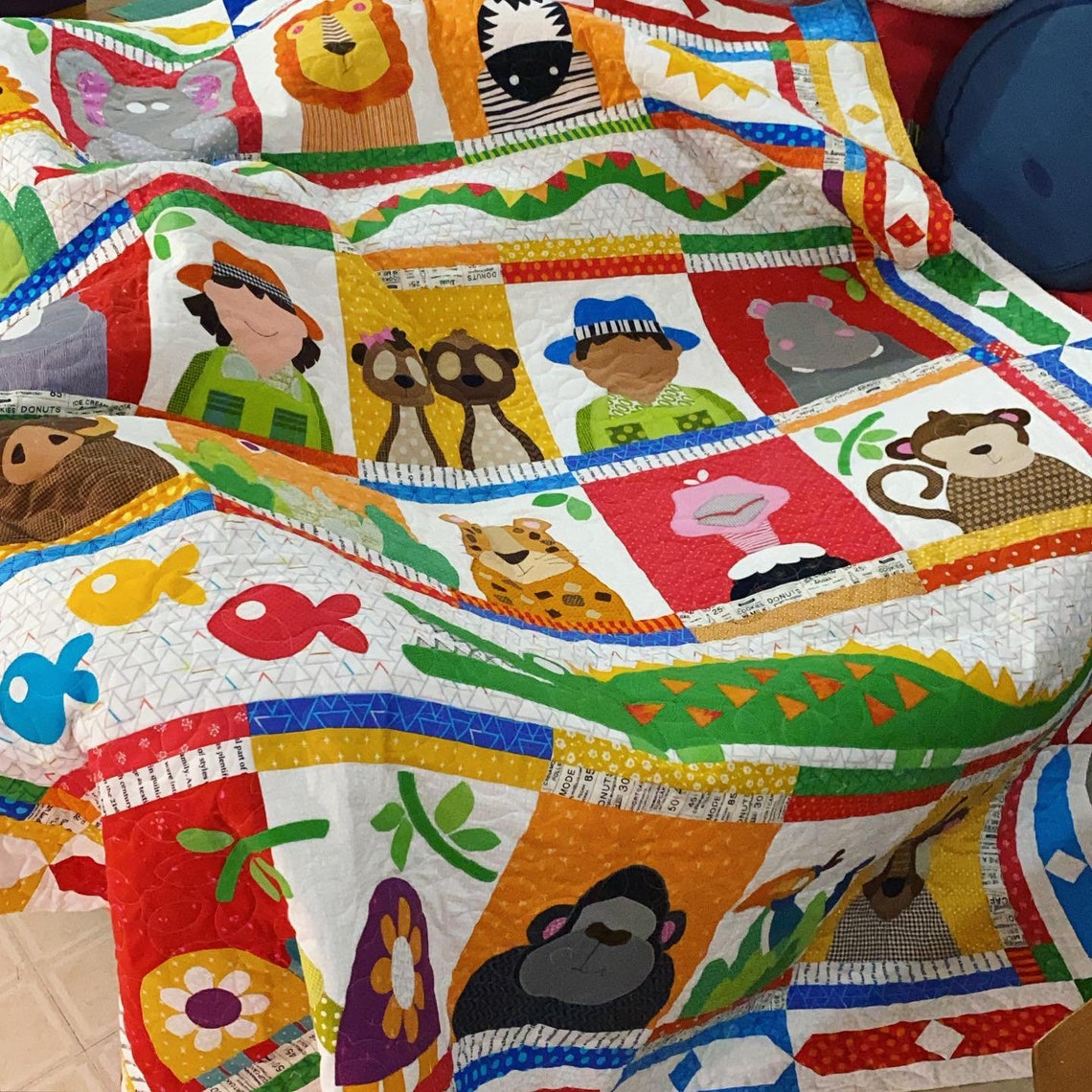 Who's at the Zoo PRINTED Quilt Pattern Applique Quilt - Etsy