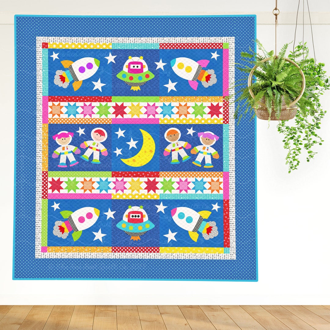 Zoom to the Moon | DIGITAL PDF Quilt Pattern | Applique Quilt Patterns | Kid's Quilt Patterns ...