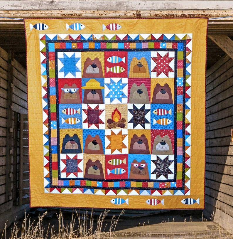 Camp Grizzly PRINTED Quilt Pattern Applique Quilt Patterns - Etsy