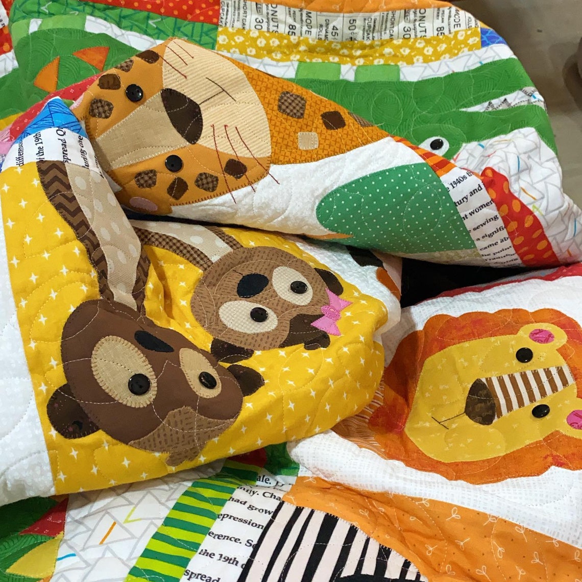 Who's at the Zoo PRINTED Quilt Pattern Applique Quilt - Etsy