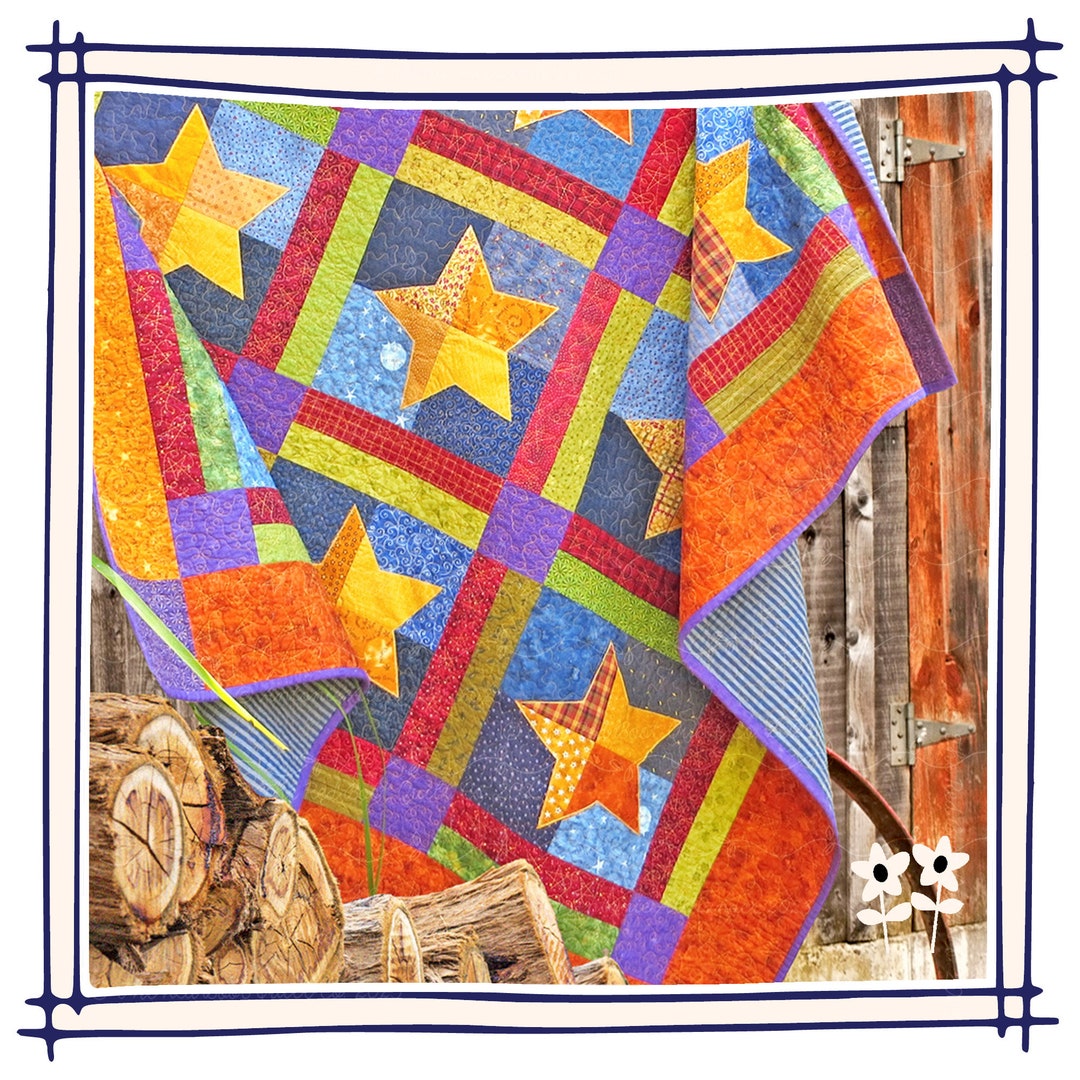 Barn Stars | DIGITAL PDF Quilt Pattern | Applique Quilt Patterns | Kid ...