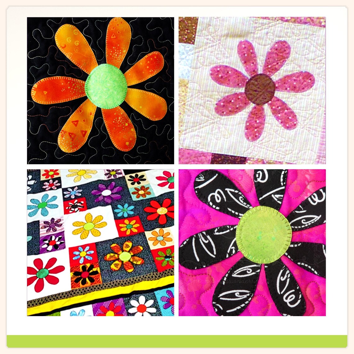 Candy Blossoms: Floral Applique Quilt Pattern (PDF) - Etsy