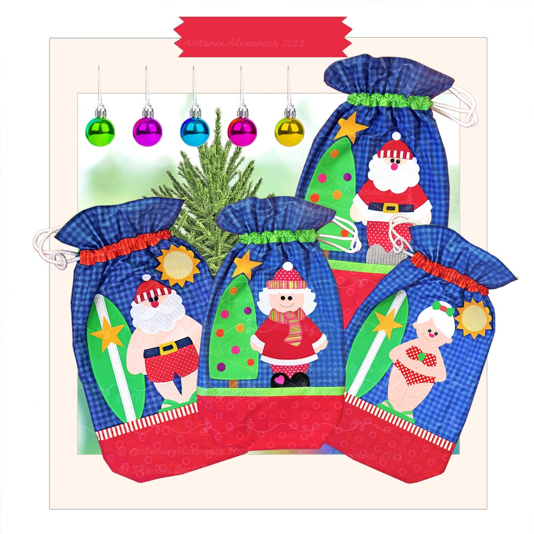 Here Comes Santa PRINTED Santa Sack Pattern Santa Sack Patterns Kid's ...