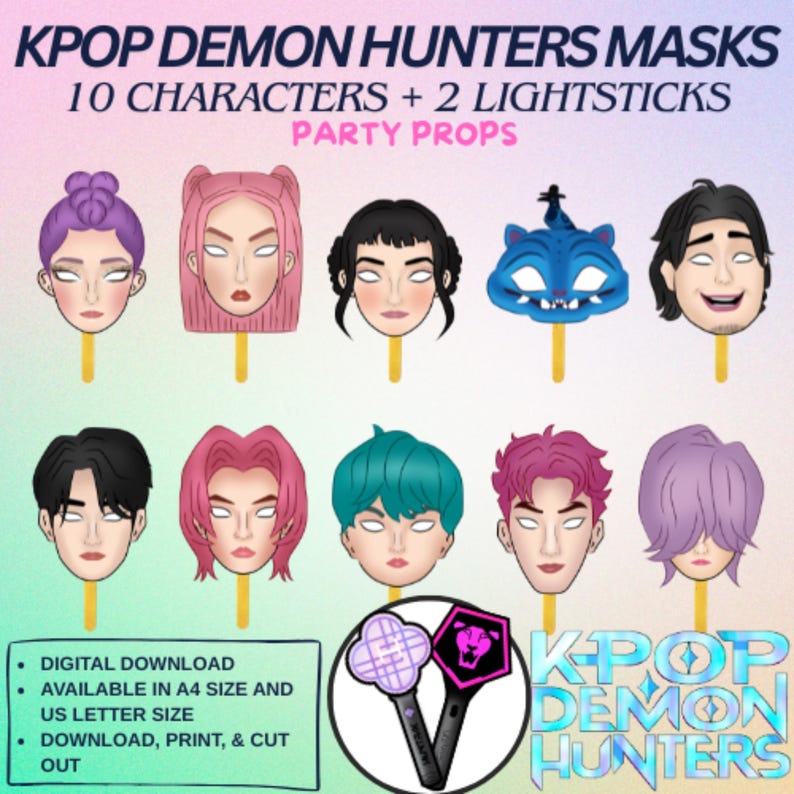 Printable K-pop Demon Hunters Mask – DIY Costume, Cosplay, Party ...