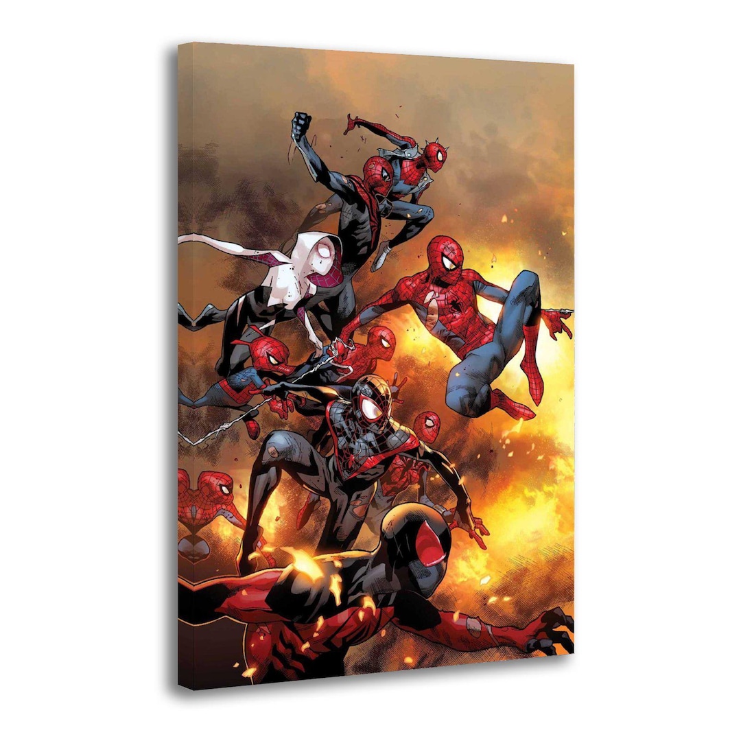 Spider Man Team Assemble Multiverse Painting on Canvas Wall Art Poster ...