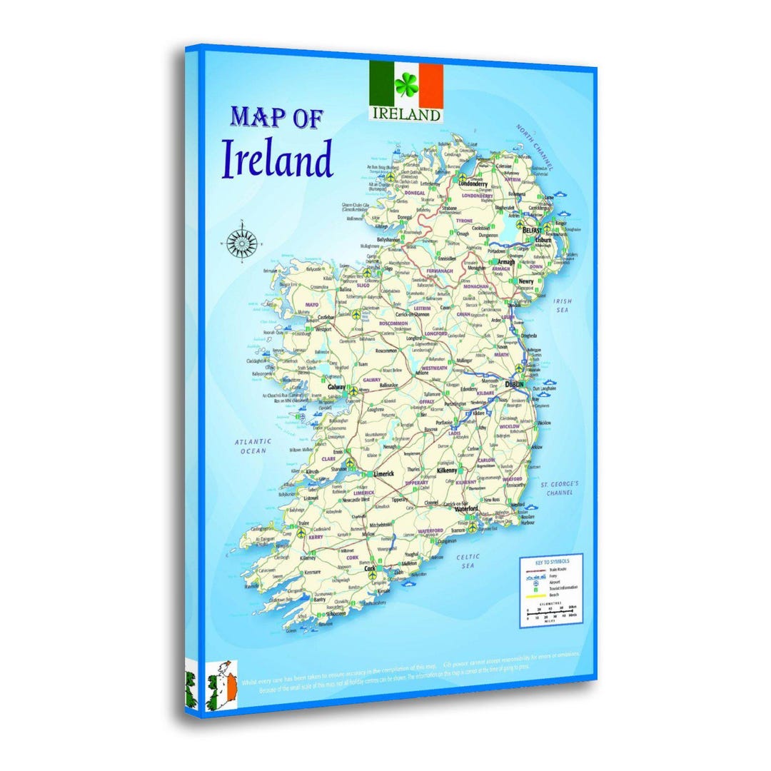 IRELAND Map A2 Laminated Geographical Physical Political Atlas Wall ...