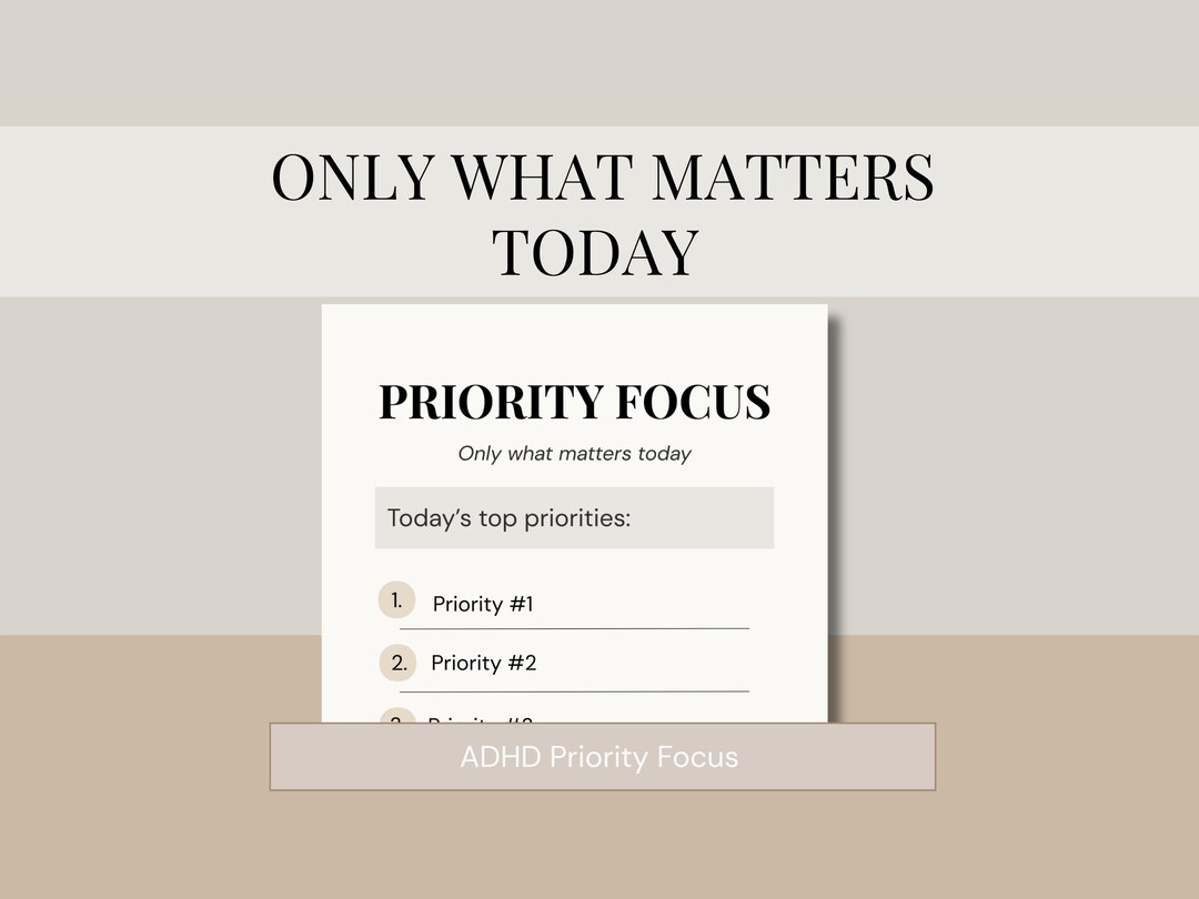 ADHD Priority List Printable | Simple Priority Planner for Focus ...