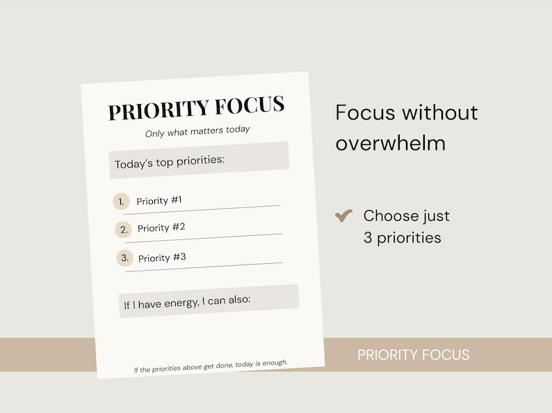 ADHD Priority List Printable | Simple Priority Planner for Focus ...