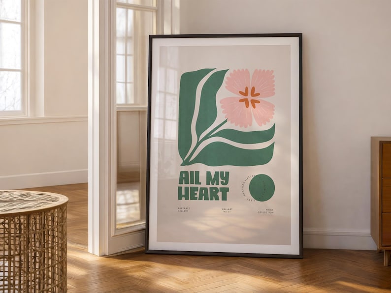 A4 Frame Mockup PSD, Floor Leaning Black Frame, Realistic Sunlit Room ...