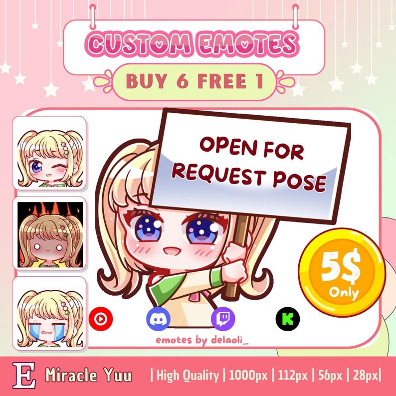 Custom Cute Chibi Emote | Custom Twitch Emote | Discord Emote | Vtuber ...