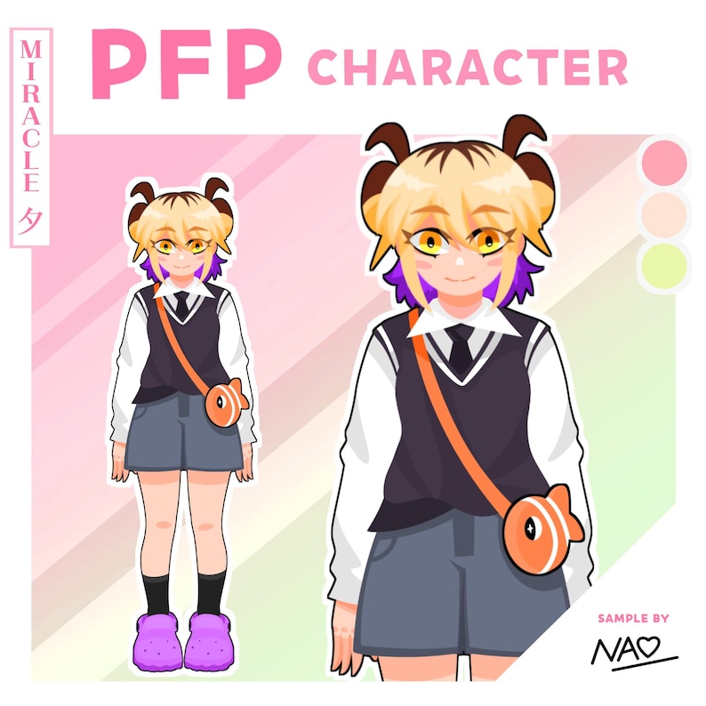 Custom Lineless Anime PFP | Cute Anime Profile Picture | Vtuber Avatar ...