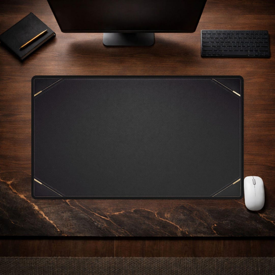Premium Leather-inspired Desk Pad, Luxury Black Executive Desk Mat ...
