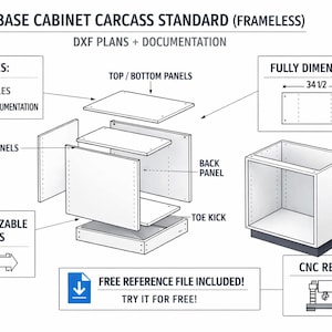 Base Cabinet Carcass Standard (frameless) – Cnc-ready DXF System ...
