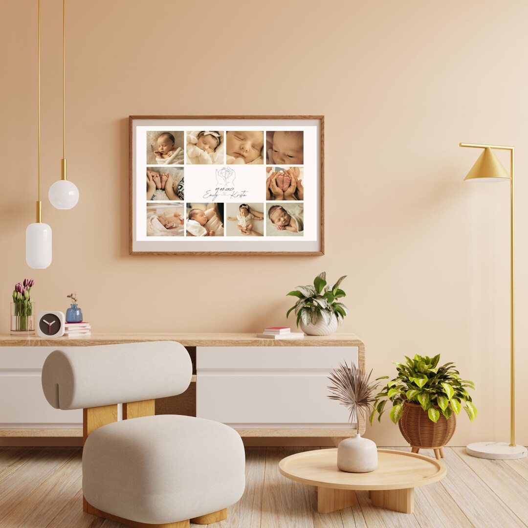 Custom Photo Collage Template, Editable Canva Grid, Personalized Wall ...